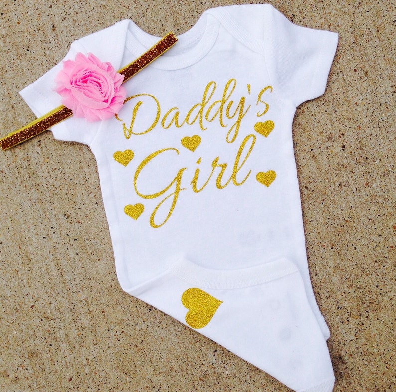 Daddys Girl Bodysuit Gold Glitter Daddy Outfit Fathers Day Etsy