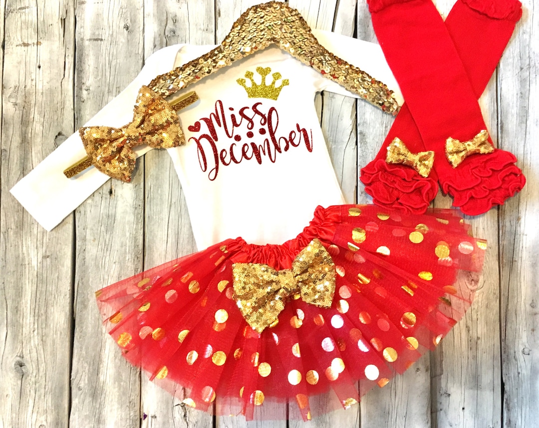 Girls Miss December Outfit, December Birthday Outfit, Baby Girl ...