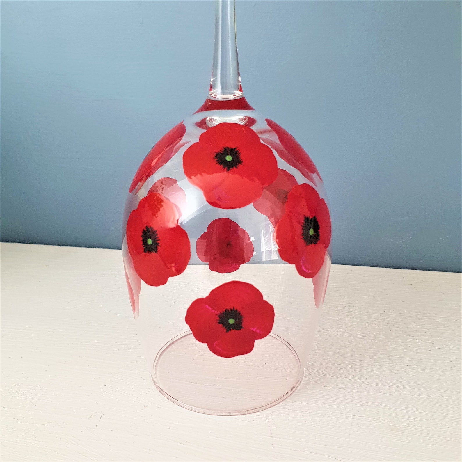 Personalised Hand Painted Poppy Wine Glass Gift for Her - Etsy UK