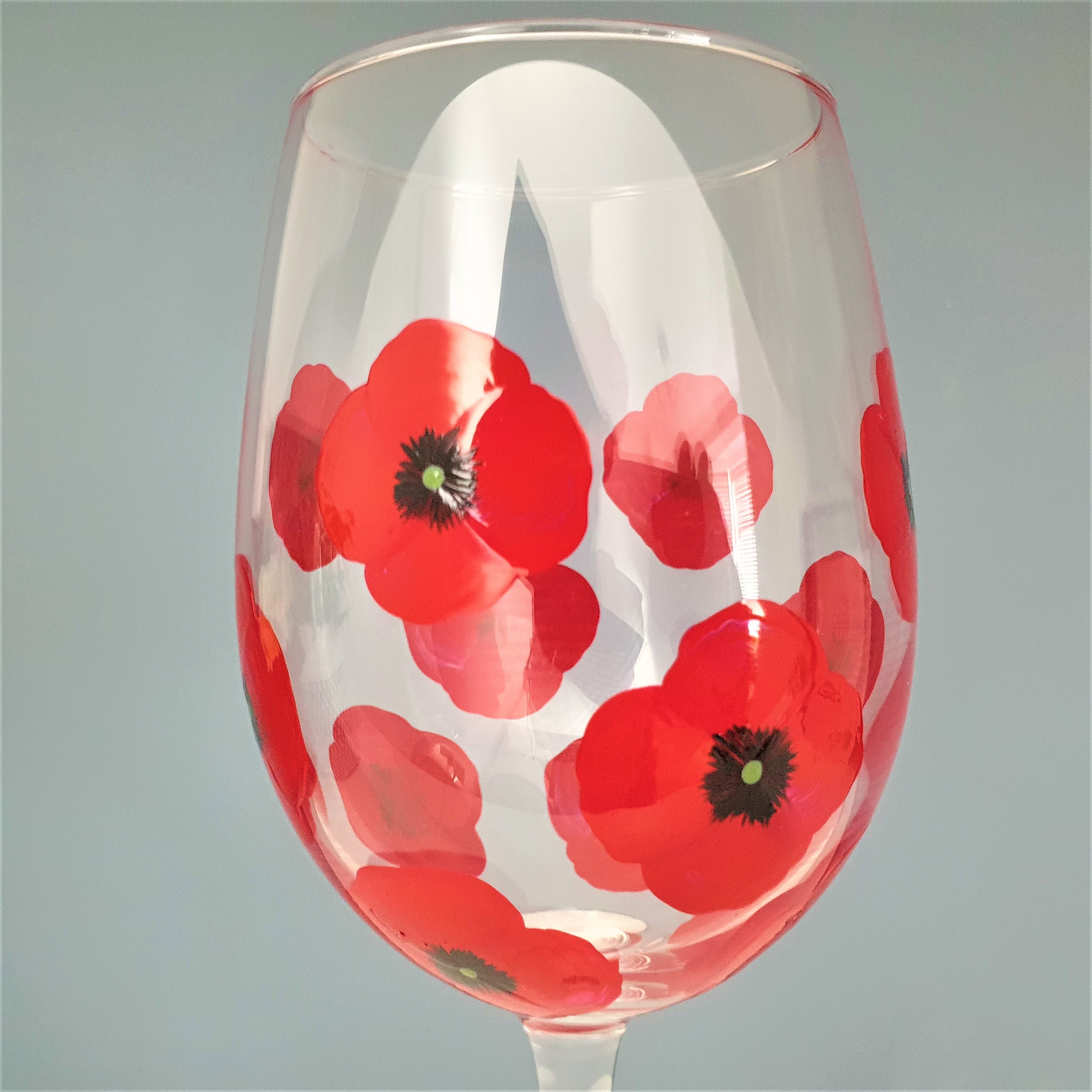 Personalised Hand Painted Poppy Wine Glass Gift for Her - Etsy UK