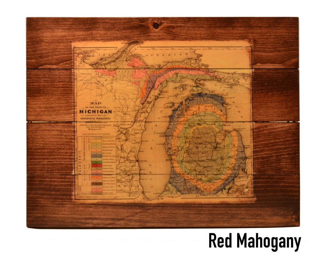 Michigan Map Art Historic Wood Map - Etsy