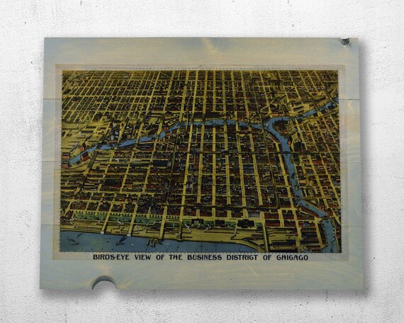 Chicago Map Art Vintage Wood Map | Etsy