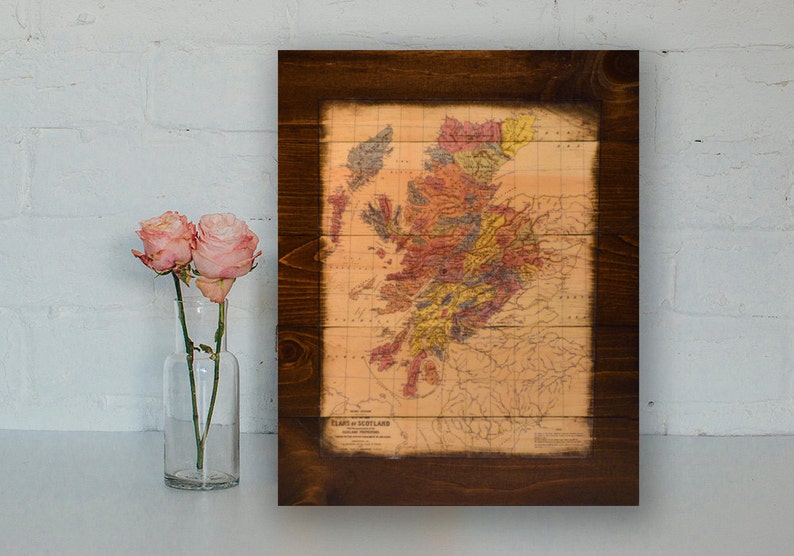 Historic Map of Scotland Wood Wall Art - Clans of Scotland Map Art - Etsy