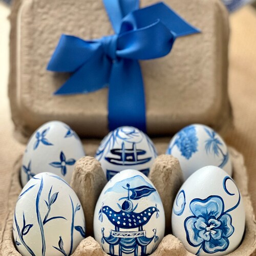 Blue & White Chinoiserie Plastic Easter Eggs 6 - Etsy