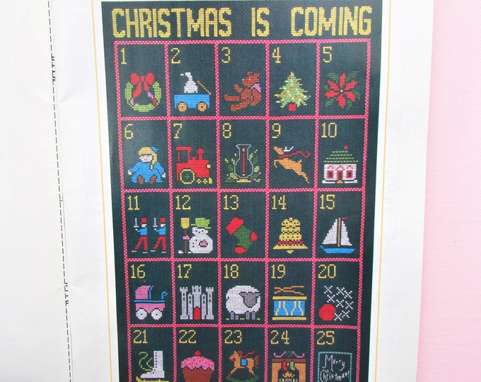 Christmas Advent Calendar Cross Stitch Sampler Pattern/ Christmas is ...