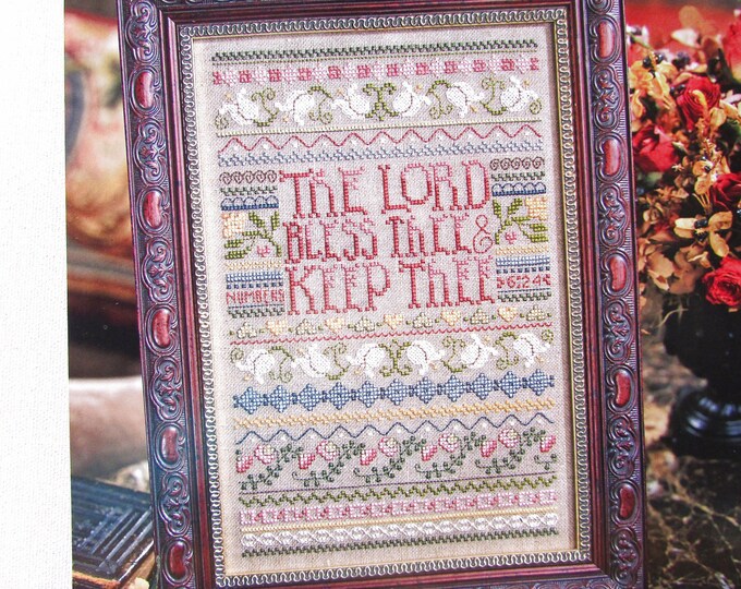 Lord Bless Thee Cross Stitch Band Sampler Pattern/ Christian Folk Art ...