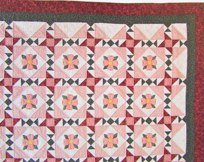 Dogwood Flower Quilt Pattern/ Applique & Pieced Block Pattern Quilt for ...