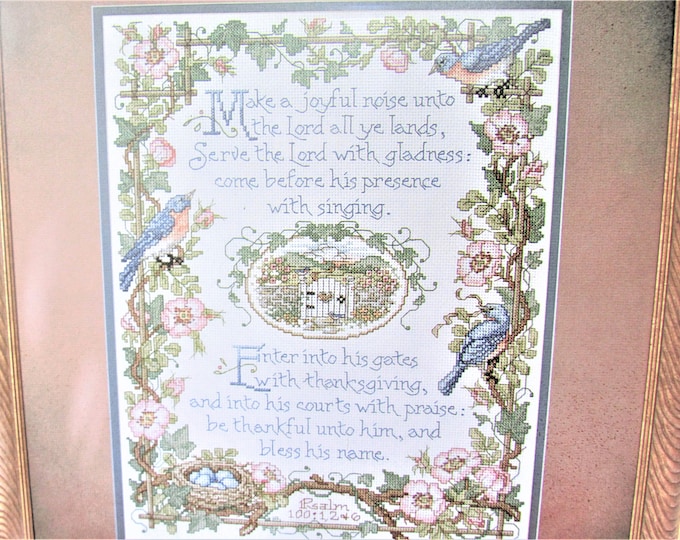 Psalms Bible Verse Cross Stitch Pattern/ Christian make a Joyful Noise ...