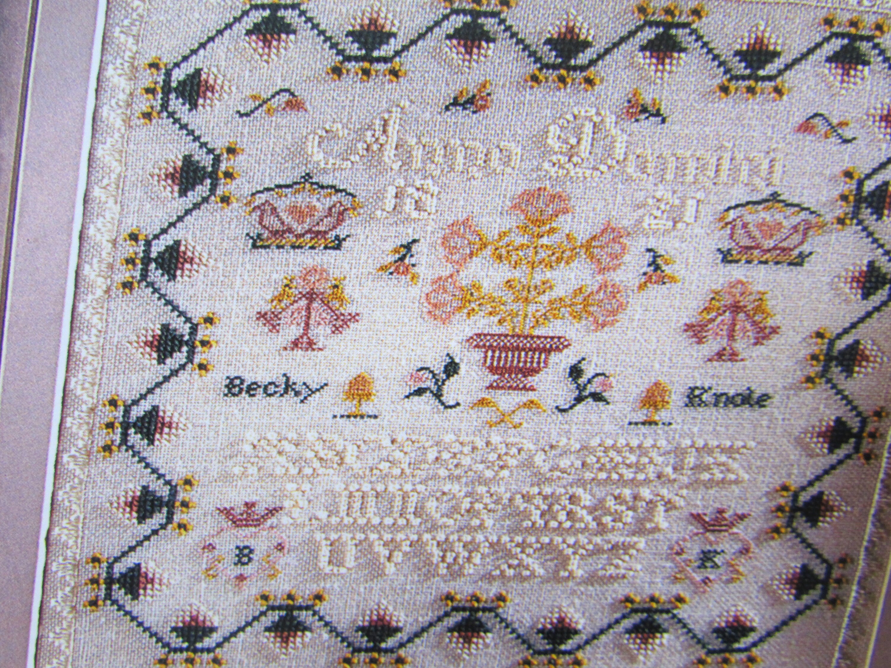 Victorian Topiary Cross Stitch Sampler Pattern/ 1800's Girl's Antique ...