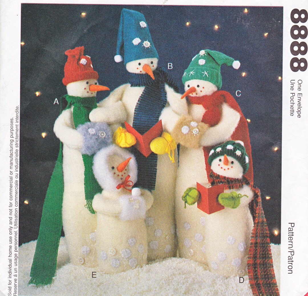 Stuffed Snowman Christmas Carolers Centerpiece Sewing Pattern/ Mccalls ...