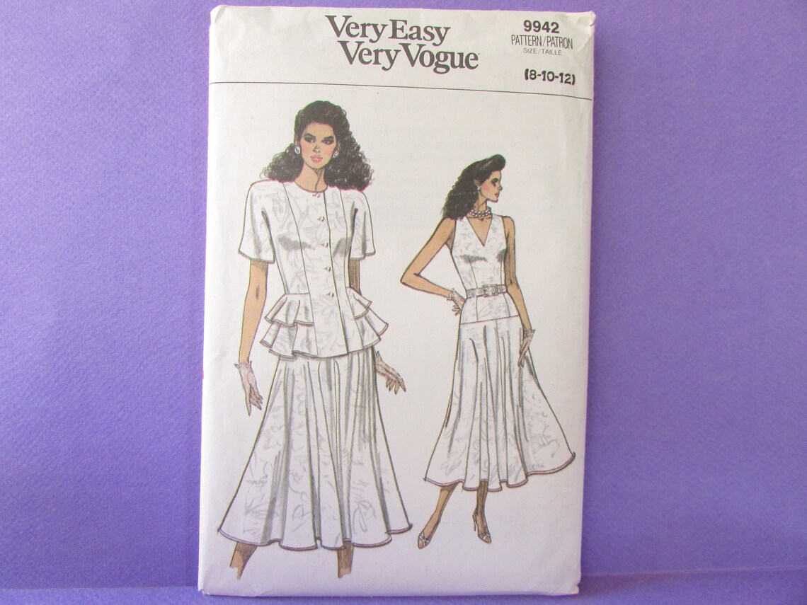 Low Waist Summer Cocktail Dress Sewing Pattern/ Vogue 9942 Women's Fit ...