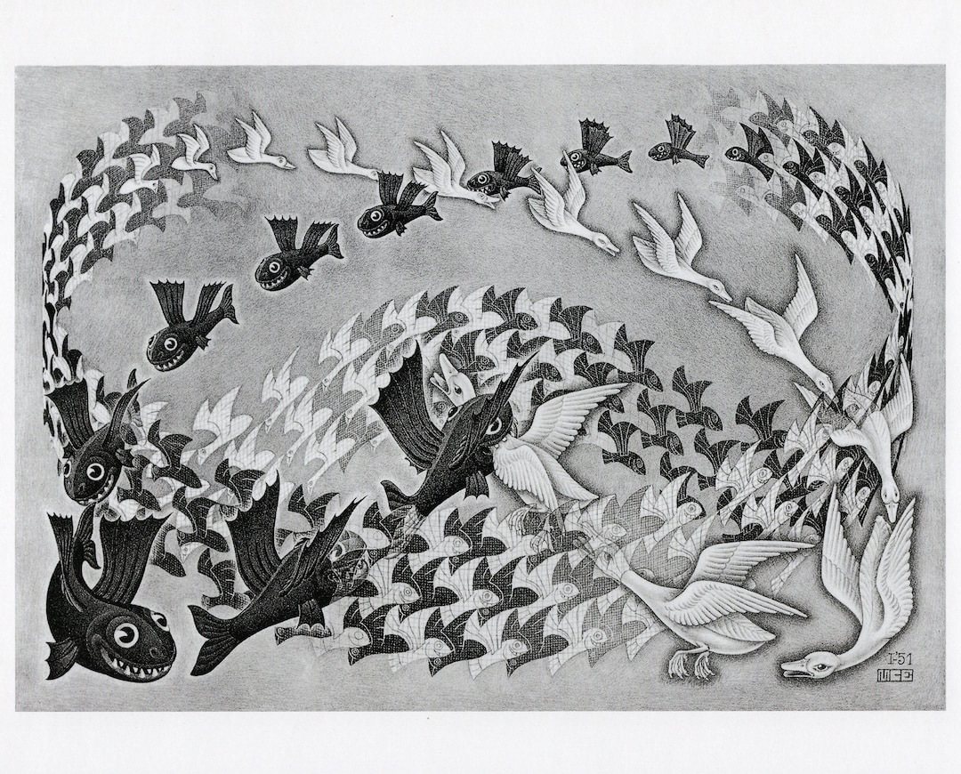 MC Escher Predestination Art Print/ Modern Relativity, Optical Illusion ...