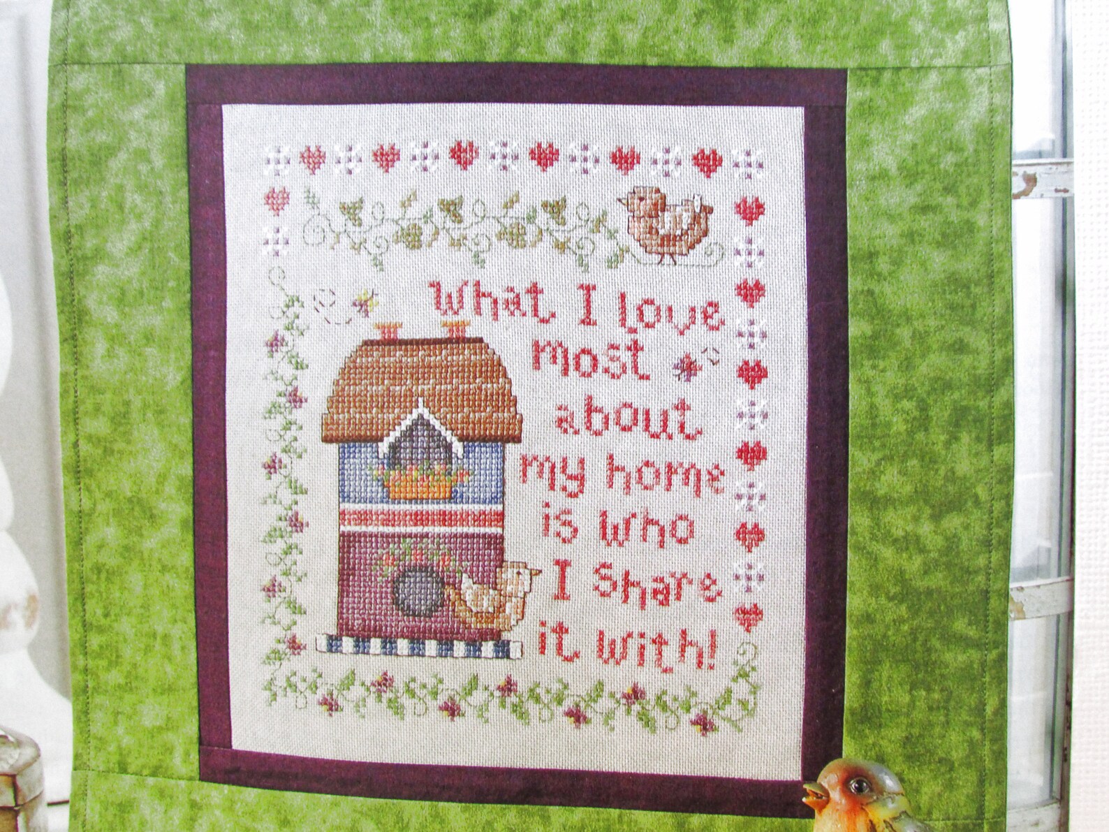 Birdhouses Welcome Cross Stitch Sampler Pattern/ Home Sweet Home Wall ...