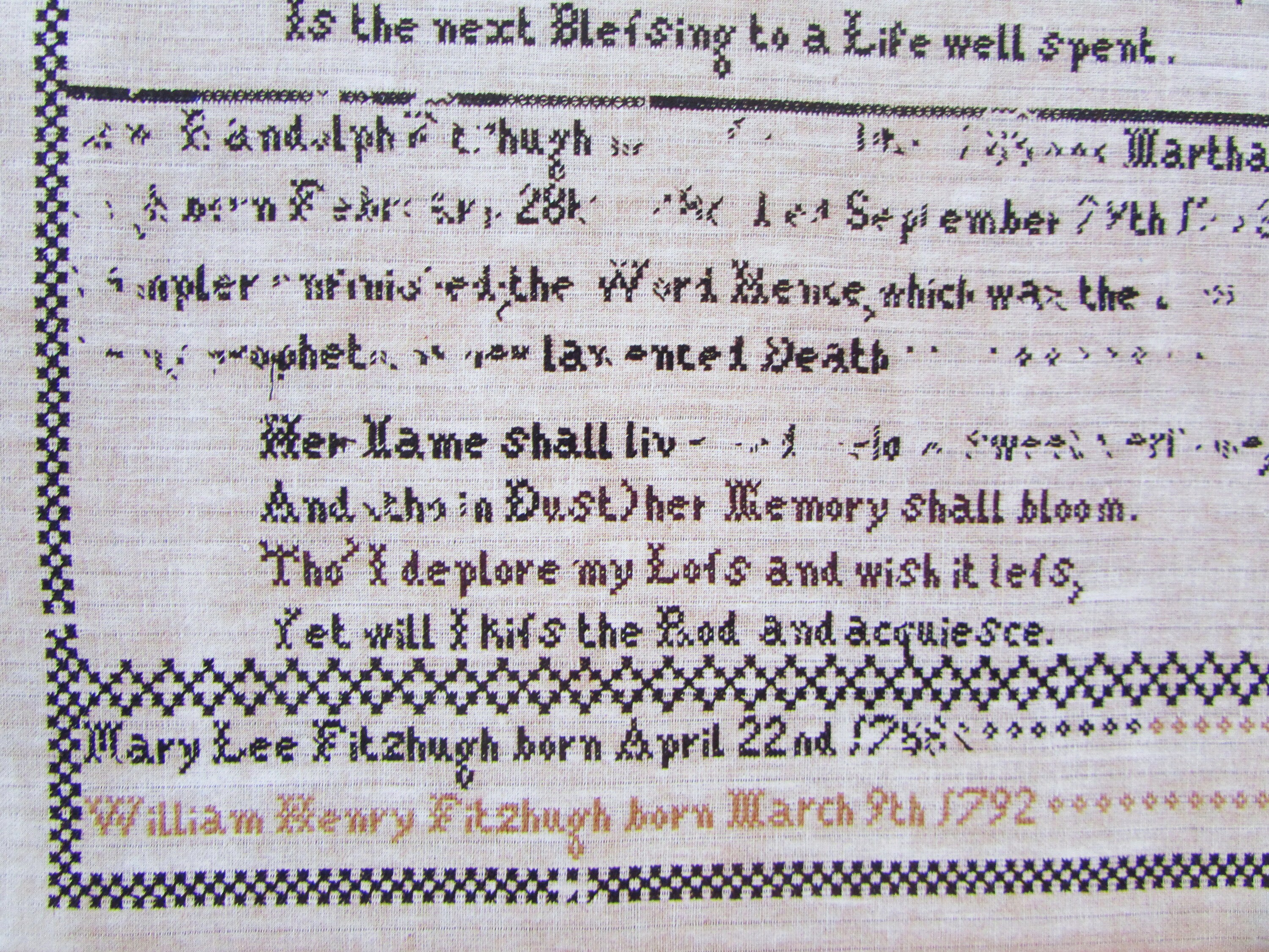 Antique Family History Cross Stitch Sampler Pattern/ 1700's Genealogy ...