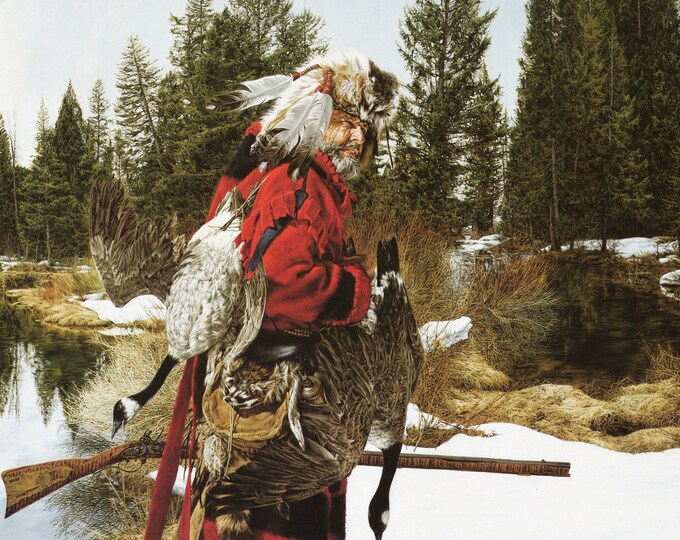 Trapper With Pelts & Goose Art Print/ Interrupted Journey, Western ...