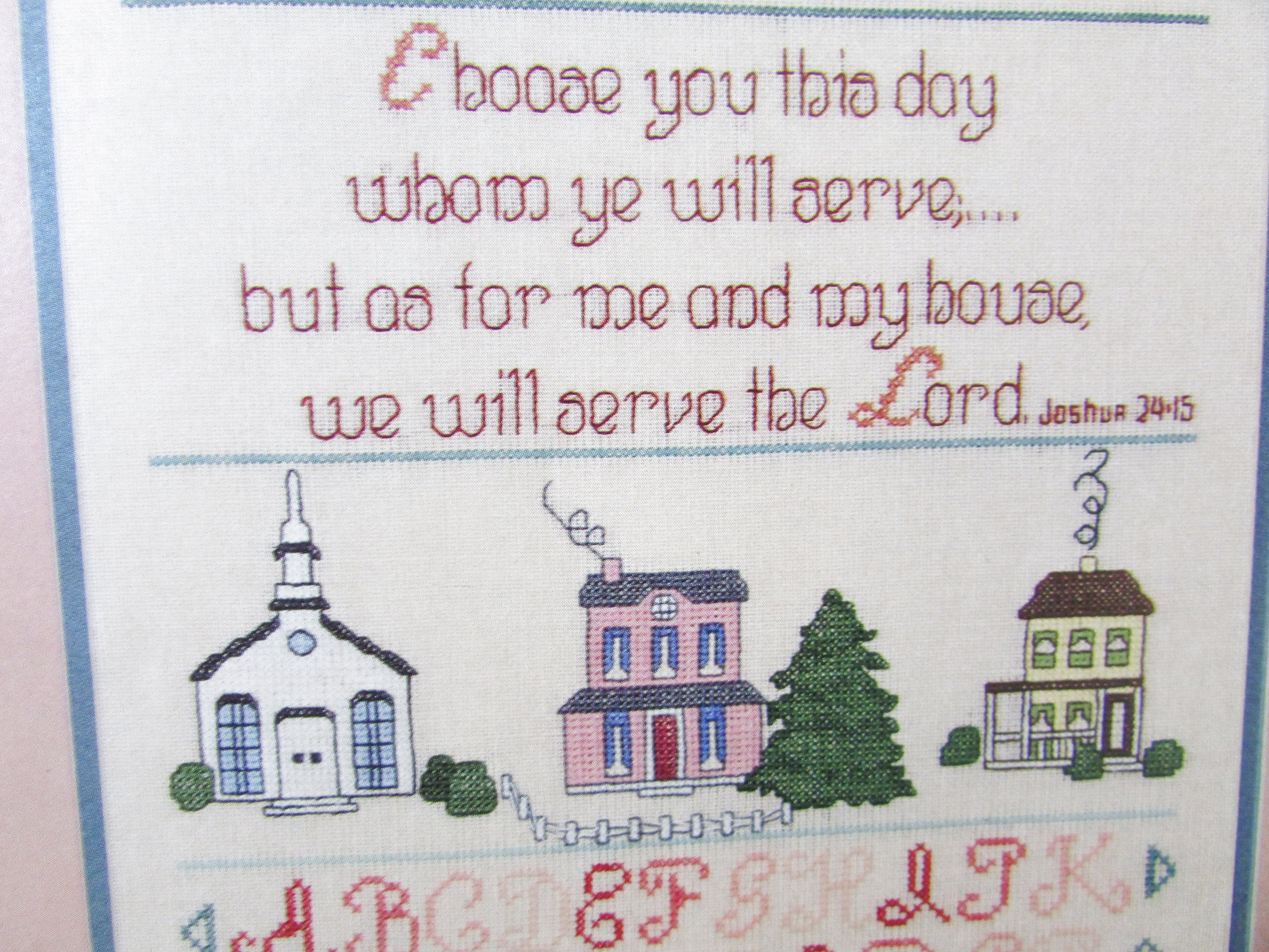 Christian Church Cross Stitch Sampler Pattern/ Joshua Bible Verse With ...