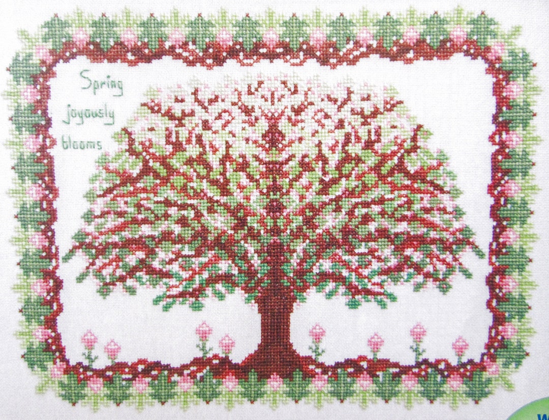 Trees With Spring Blossoms Cross Stitch Sampler Pattern/ Nature, Arbor ...