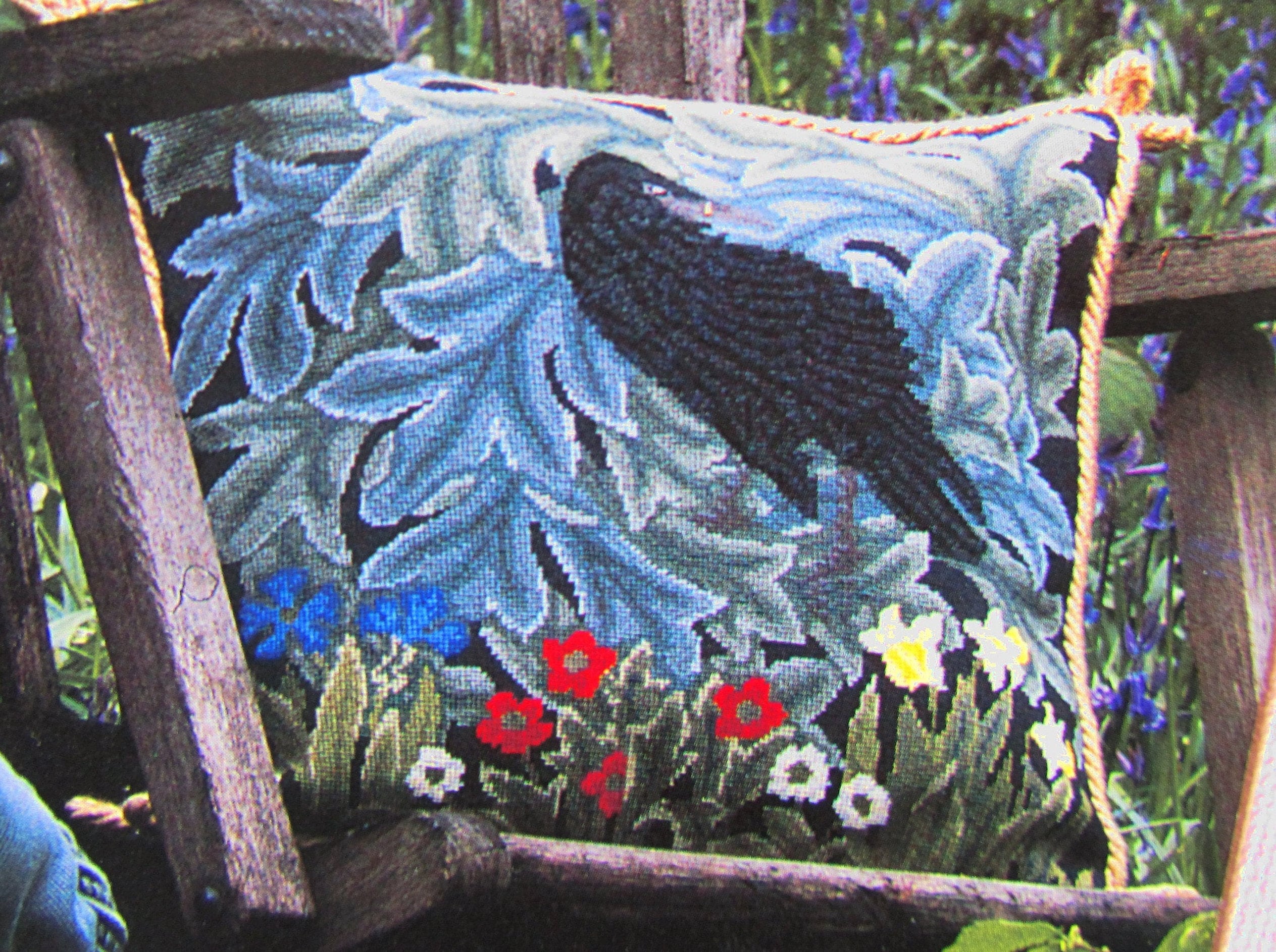 The Forest Raven Needlepoint Tapestry Pillow Pattern/ | Etsy