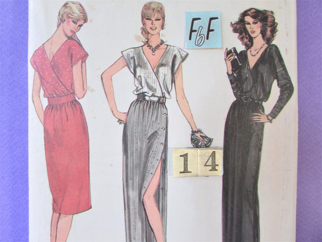 V Neck, Wrap Evening Dress Sewing Pattern/ Vogue 7979 Women's Loose Top ...