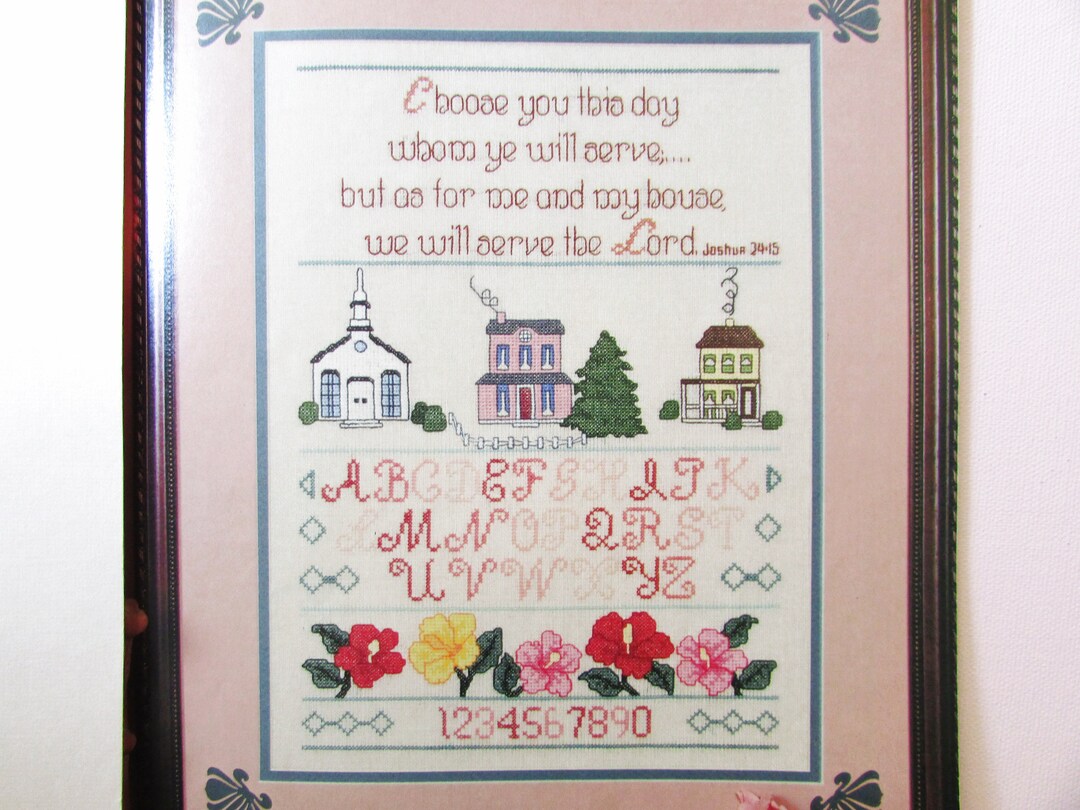 Christian Church Cross Stitch Sampler Pattern/ Joshua Bible Verse With ...
