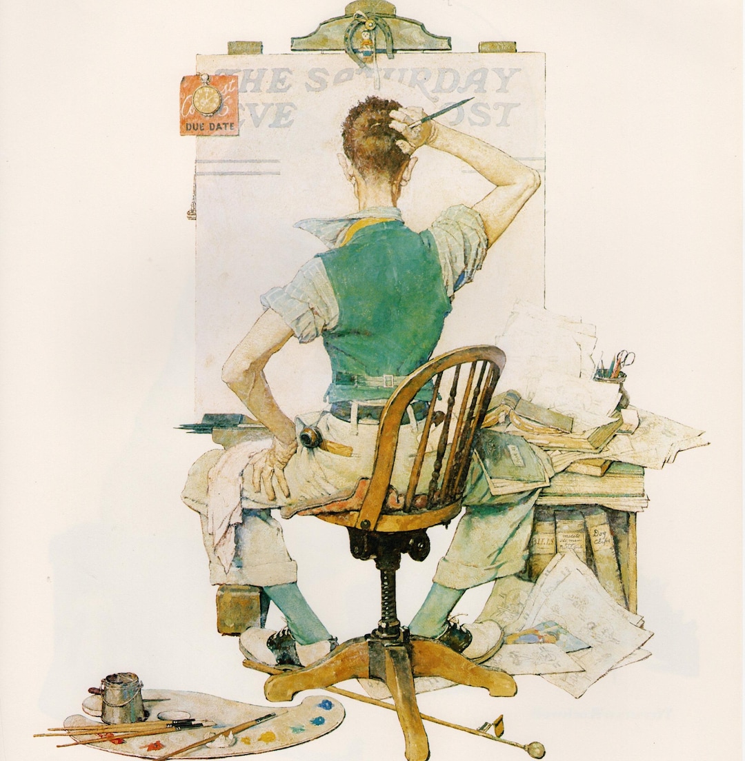 Blank Canvas Norman Rockwell Print/ the Artist at Work, Large Art ...