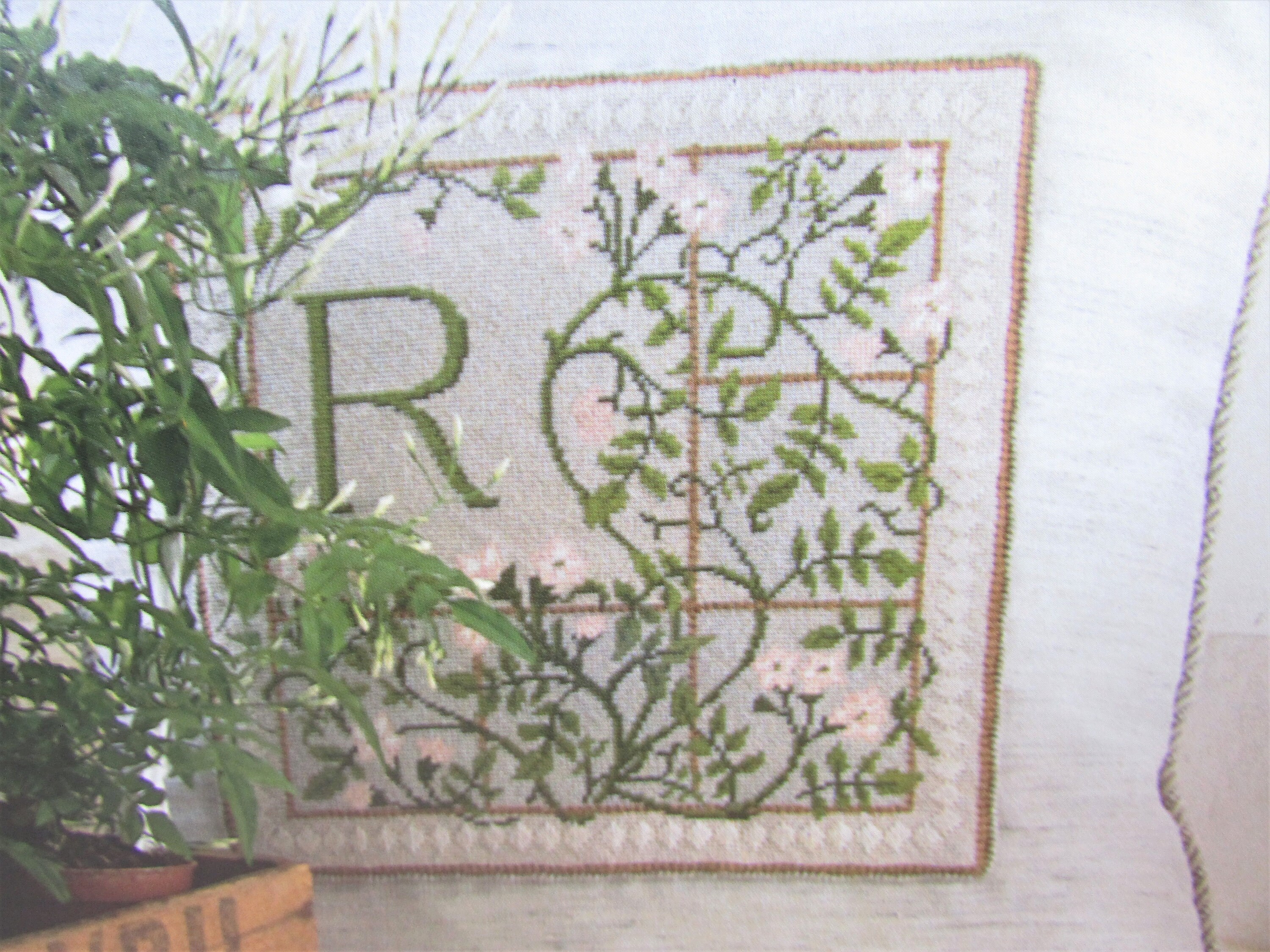 Monogram Letter Needlepoint Tapestry Pillow Pattern/ Traditional Flower ...