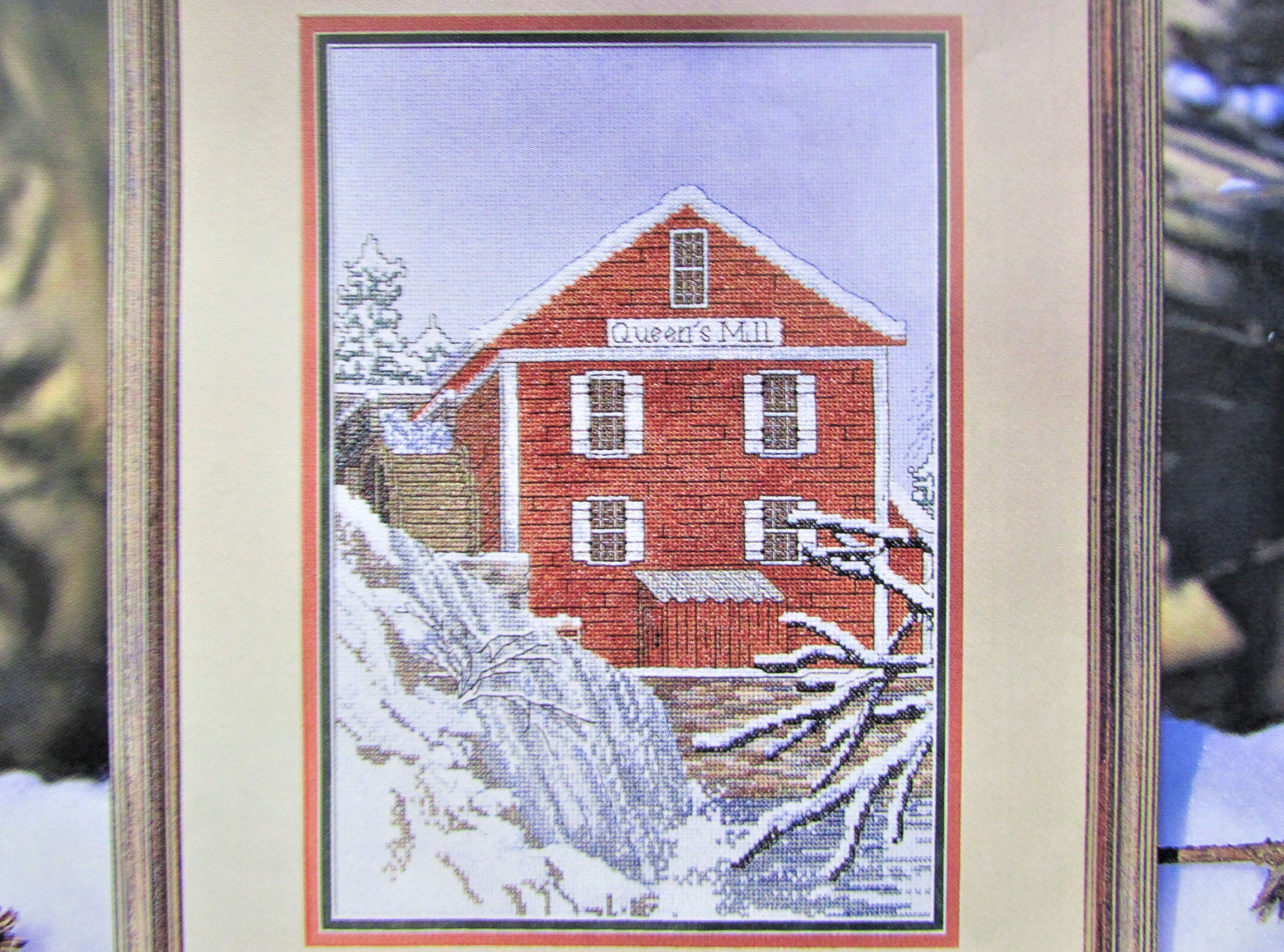 Rustic Queens Mill Cross Stitch Pattern/ Winter Waterwheel in - Etsy