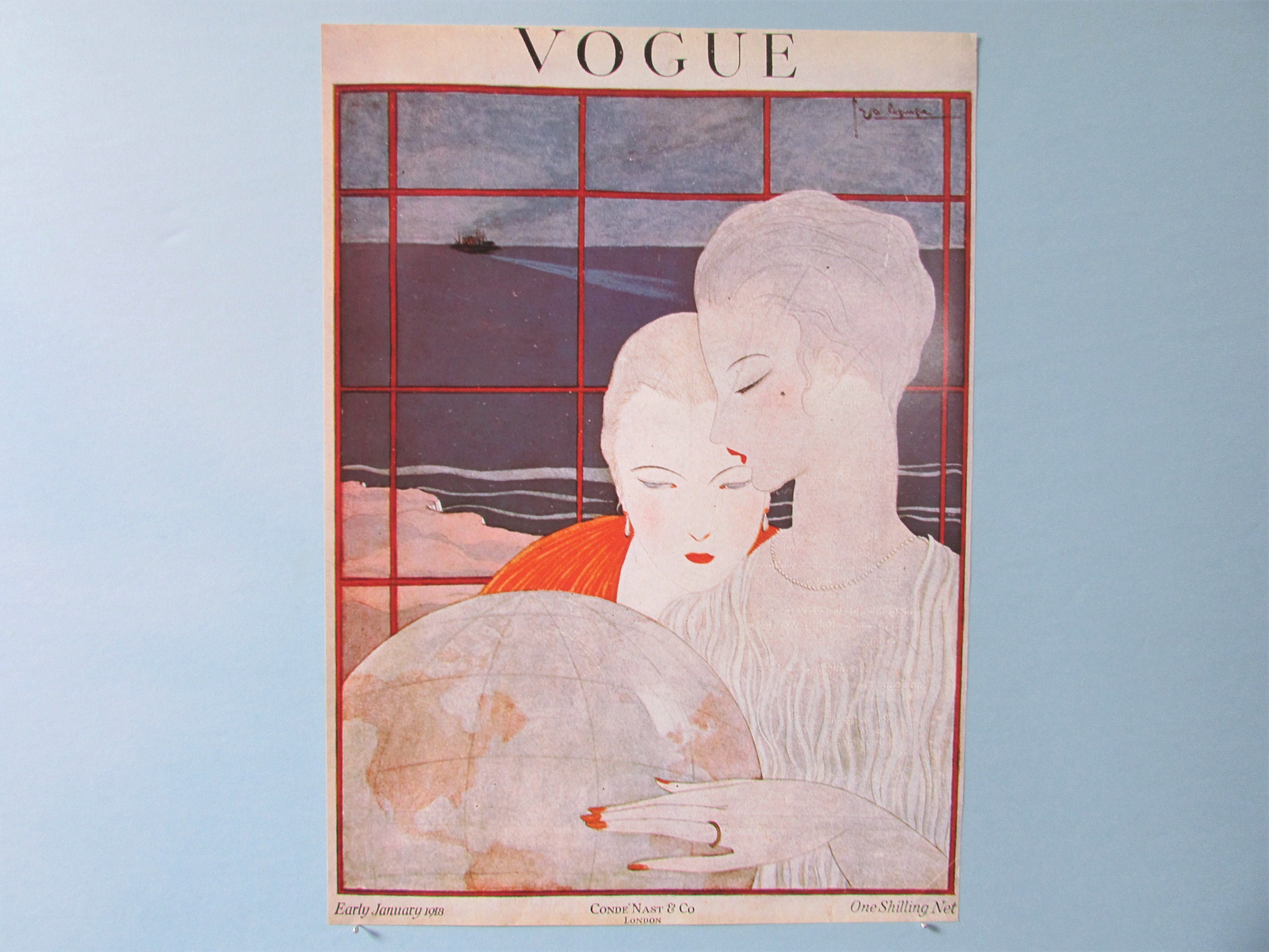 Vogue Magazine Cover Art Print/ Edwardian Woman & Peacock by George ...