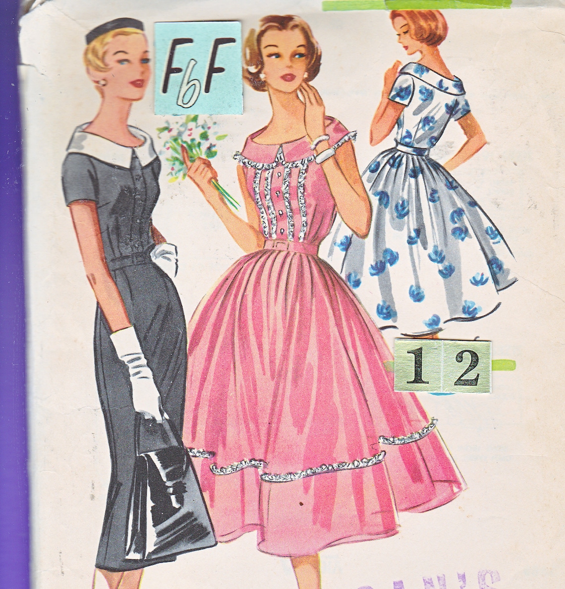 1950's Fit Flare Cocktail Dress Sewing Pattern/ - Etsy