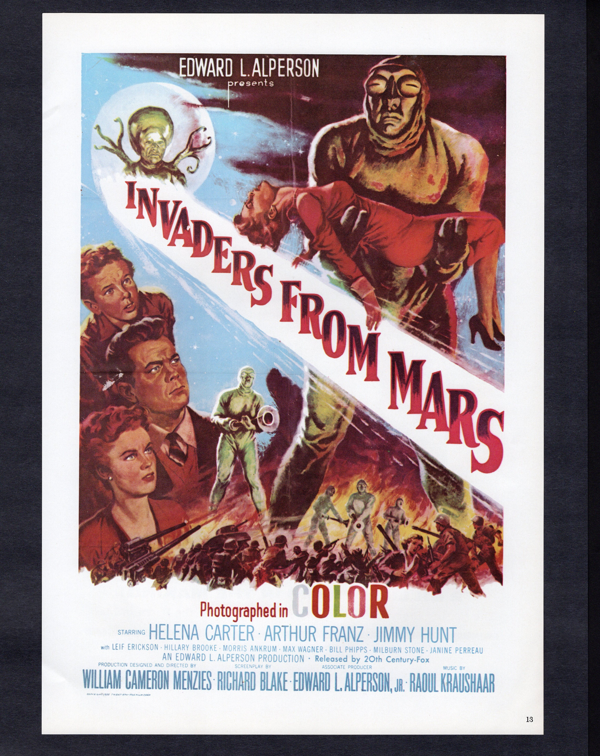 Invaders From Mars Sci Fi Movie Poster/ Alien Monster Film & the Animal ...