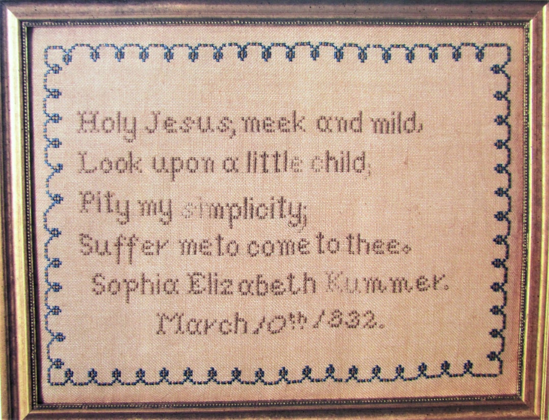Antique Christian Cross Stitch Sampler Pattern/ 1800's Reproduction ...