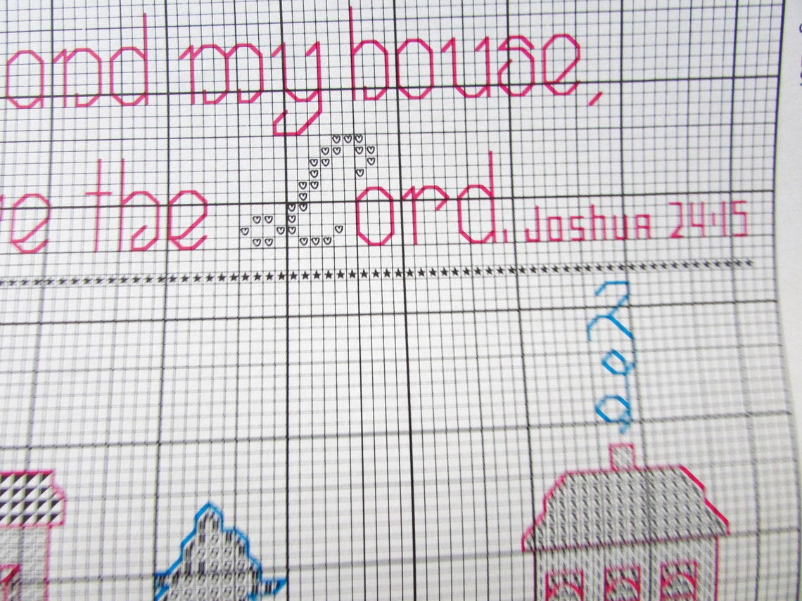 Christian Church Cross Stitch Sampler Pattern/ Joshua Bible Verse With ...
