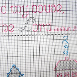 Christian Church Cross Stitch Sampler Pattern/ Joshua Bible Verse With ...