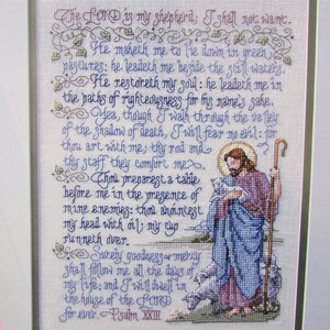 Jesus, Psalm 23 Cross Stitch Pattern/ Christian Bible Verse, "the Lord ...