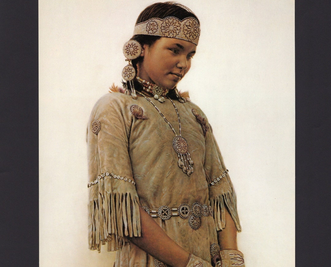 Little Fawn, Cree Indian Girl Art Print/ Plains Native American Girl in ...