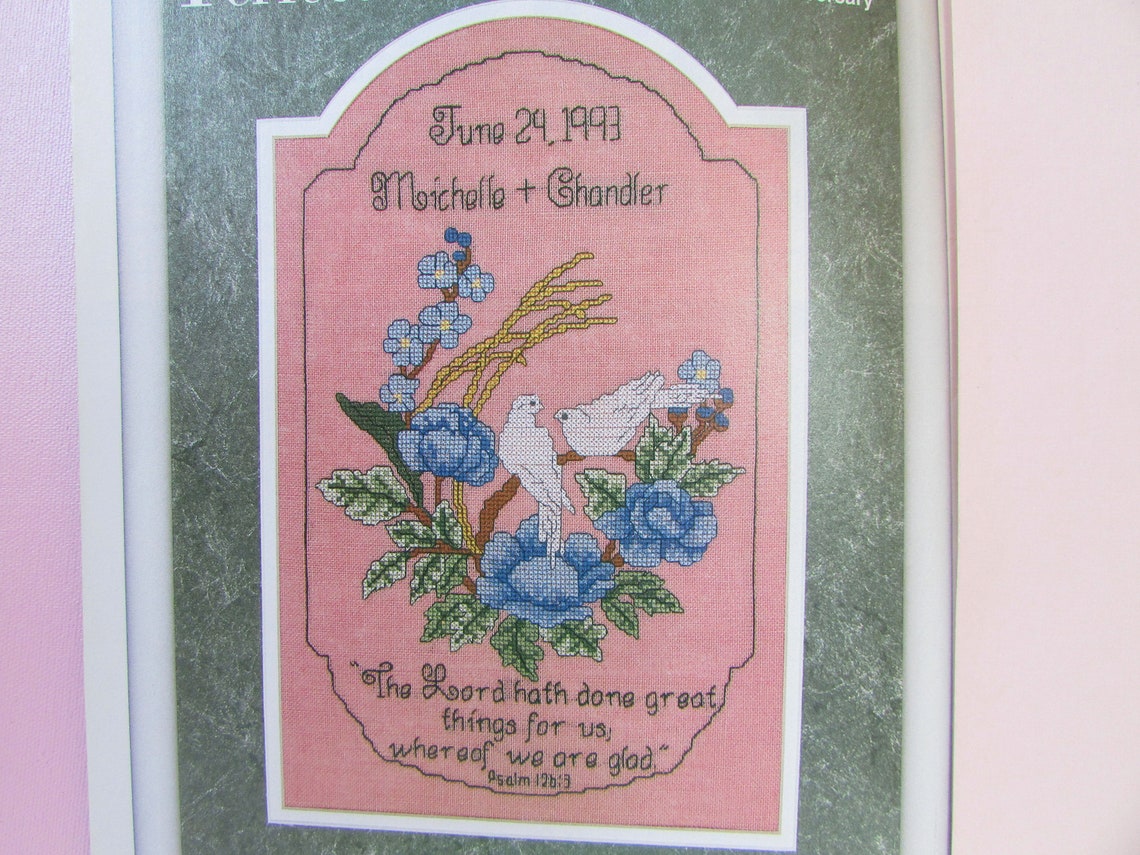 Christian Wedding Cross Stitch Sampler Pattern With Doves/ Psalms Bible ...