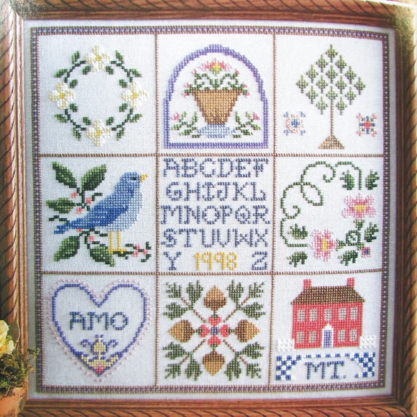 Cross Stitch Blue Bird and Alphabet - Etsy
