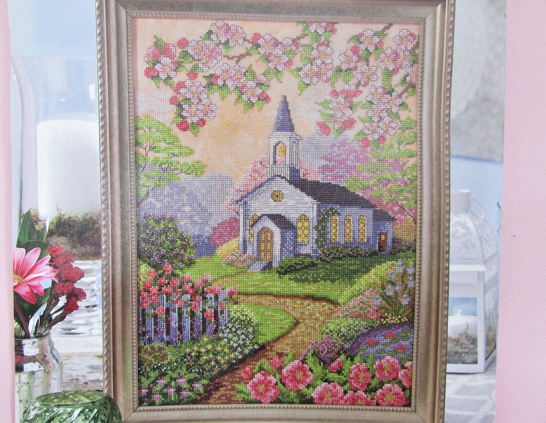 Christian Church in Sunrise Cross Stitch Sampler Pattern/ Cherry ...