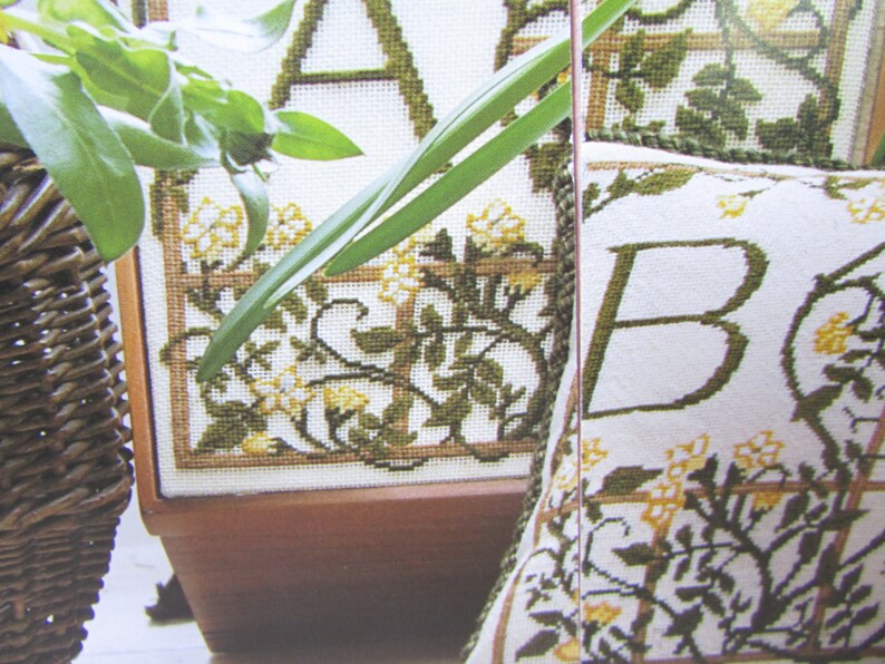 Monogram Letter Needlepoint Tapestry Pillow Pattern/ Traditional Flower ...