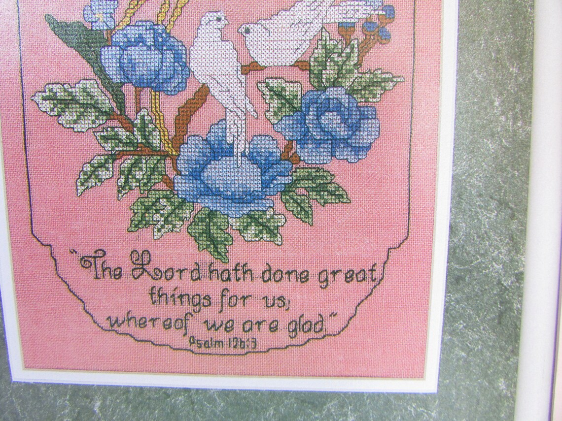Christian Wedding Cross Stitch Sampler Pattern With Doves/ Psalms Bible ...