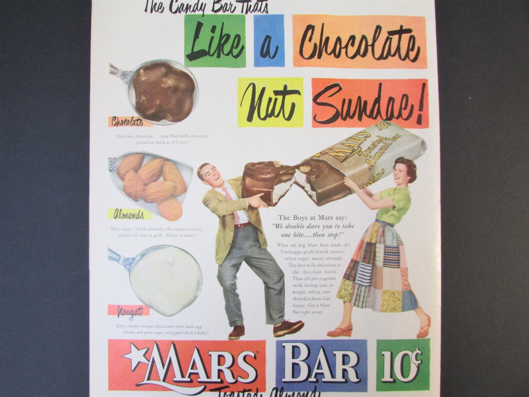 1950's Mars Candy Bar Print Ad, Advertisement/ 1951 Fun, Colorful LIFE ...