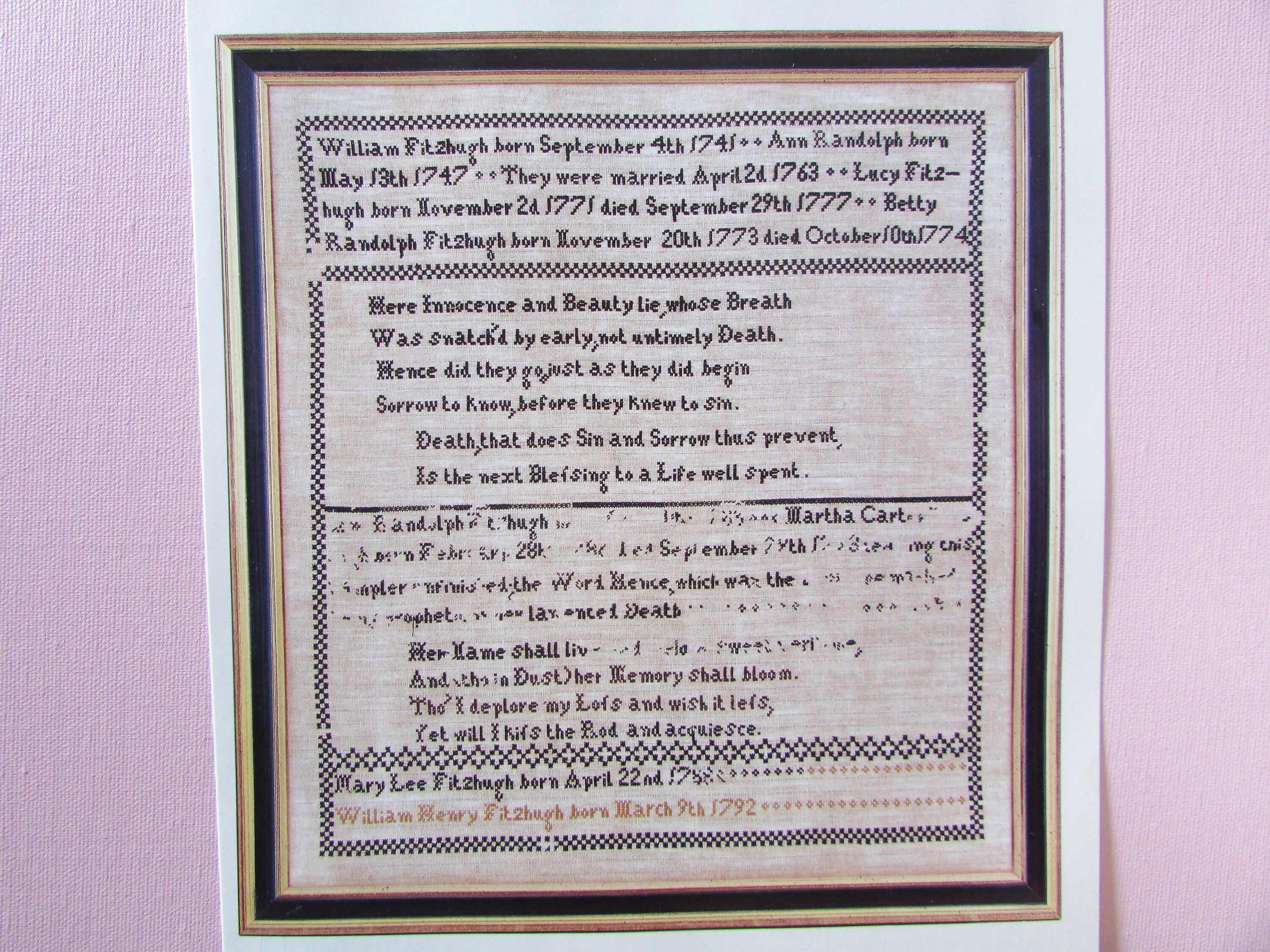 Antique Family History Cross Stitch Sampler Pattern/ 1700's Genealogy ...