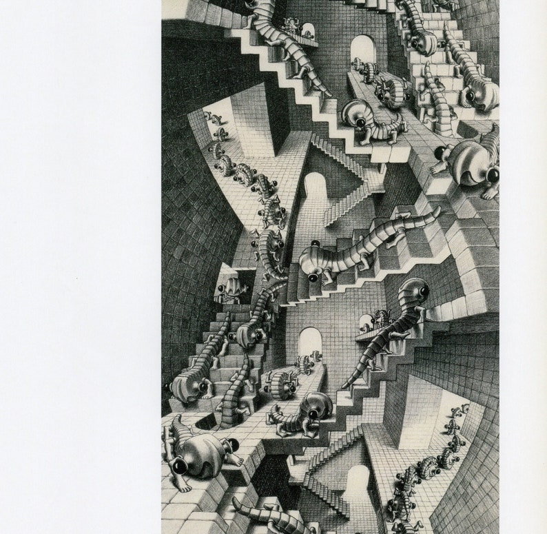 MC Escher House of Stairs Art Print/ Modern Relativity - Etsy