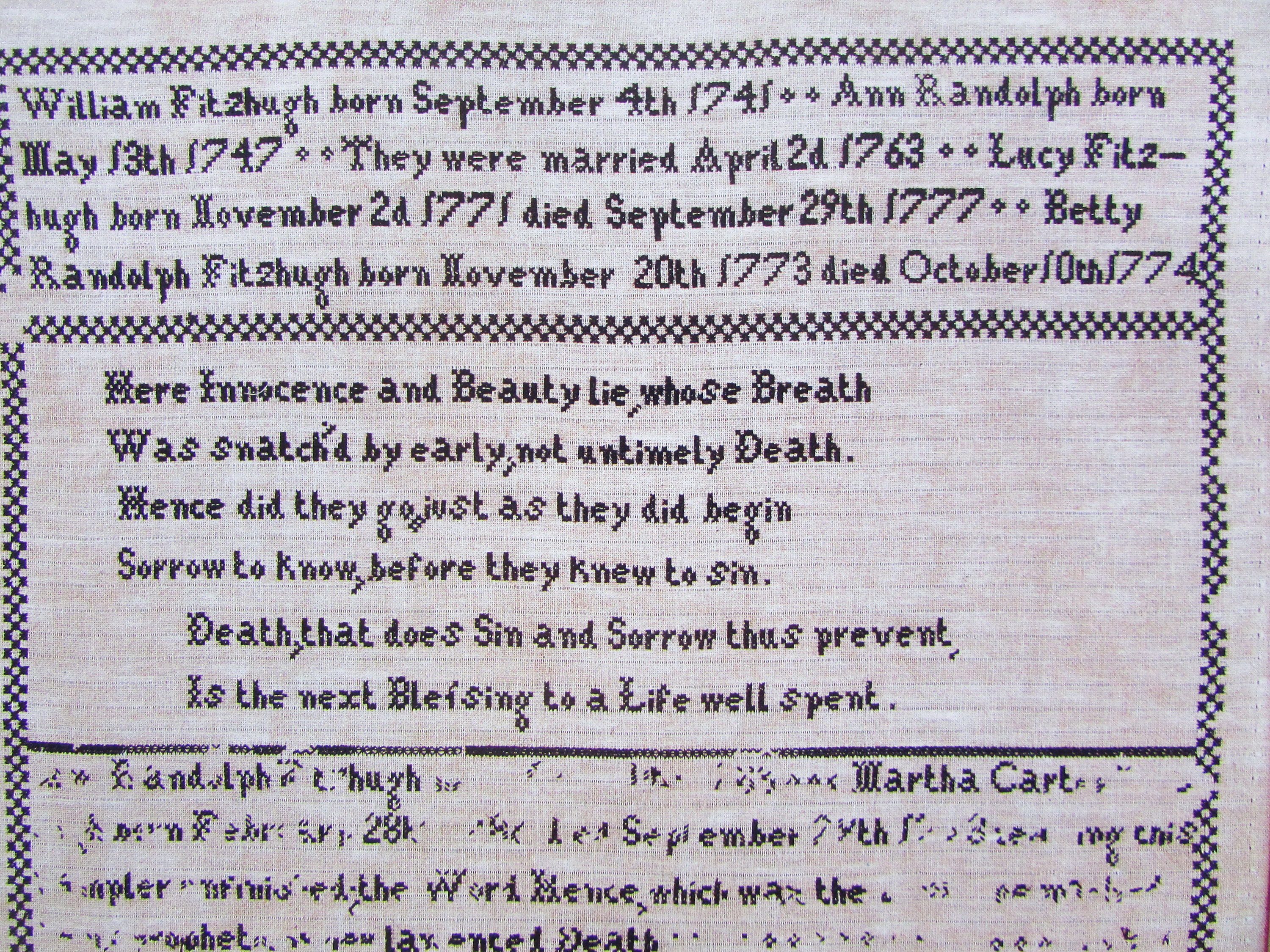 Antique Family History Cross Stitch Sampler Pattern/ 1700's Genealogy ...