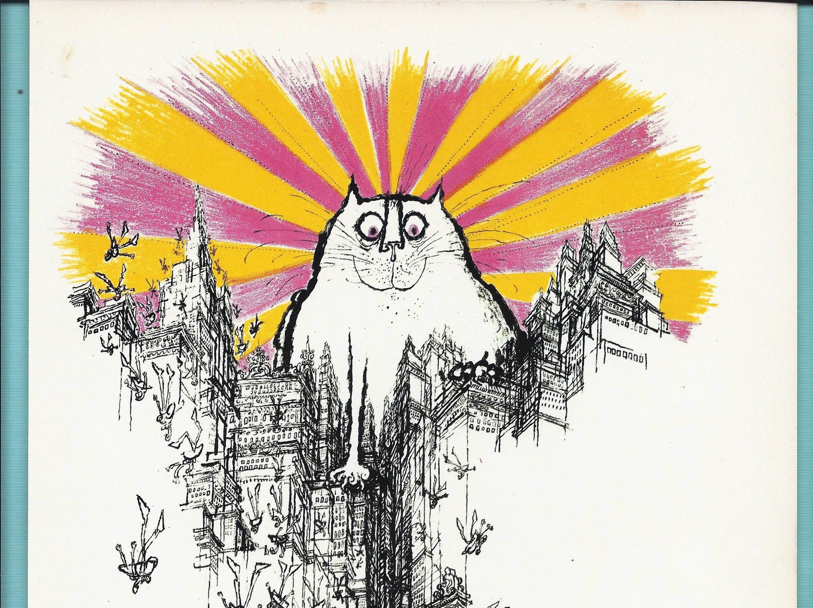 Cartoon Great Cat God Art Print by Ronald Searle/ Funny Giant | Etsy