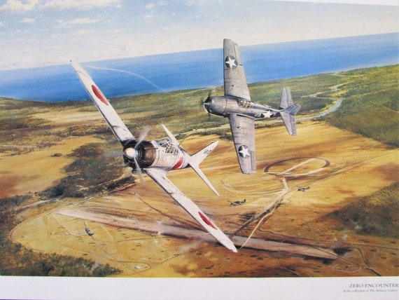 Aviation Wildcat & Zero Plane Art Print/ Zero Encounter Air | Etsy