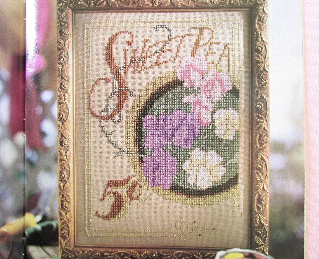 Sweet Pea Flower Seed Packet Cross Stitch Pattern/ Botanical Flower ...