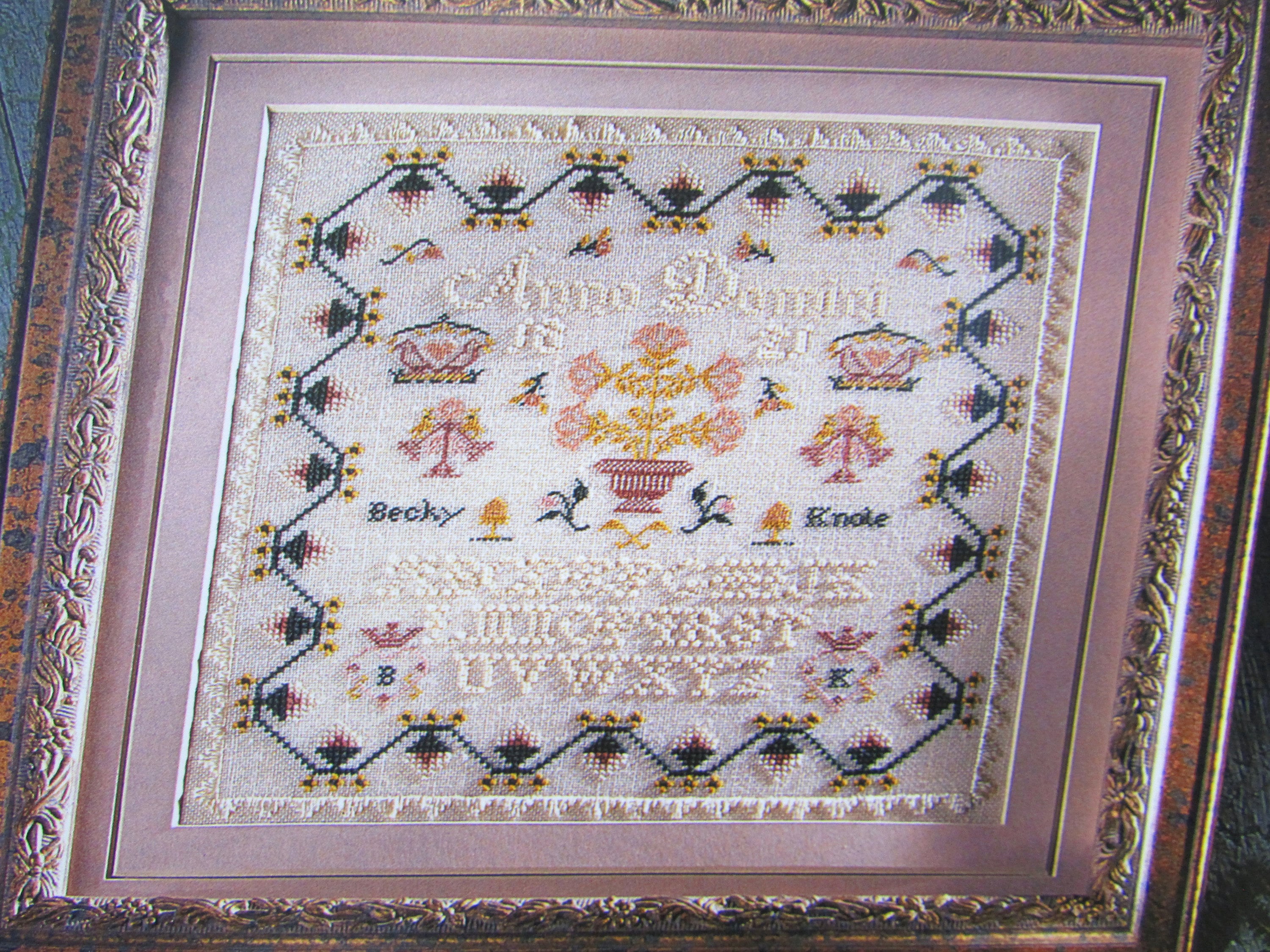 Victorian Topiary Cross Stitch Sampler Pattern/ 1800's Girl's Antique ...