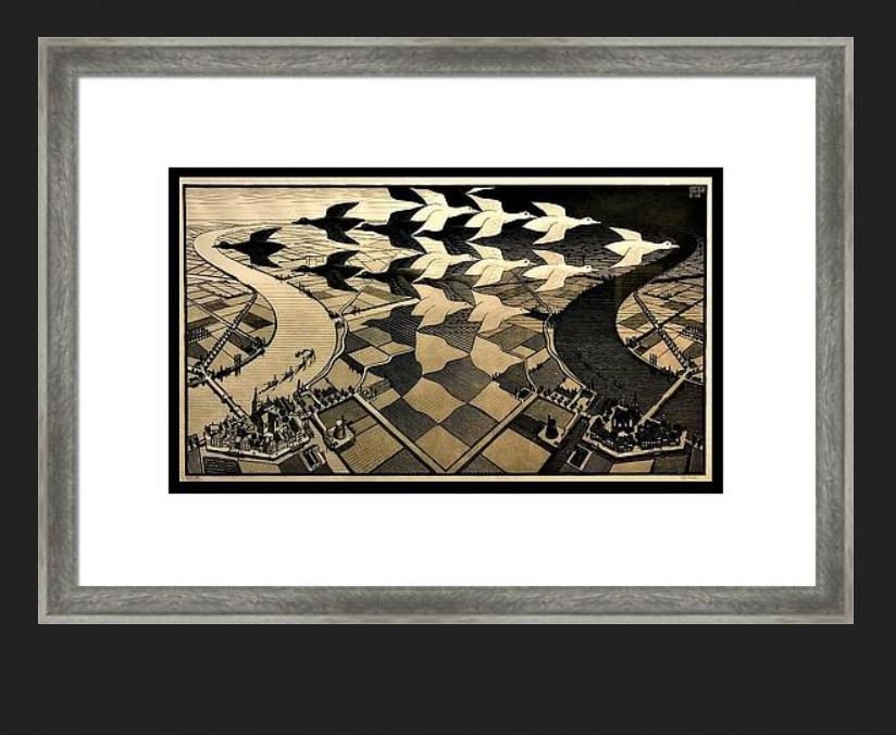 MC Escher Symmetry Fish Art Print/ Modern Relativity, Optical Illusion ...