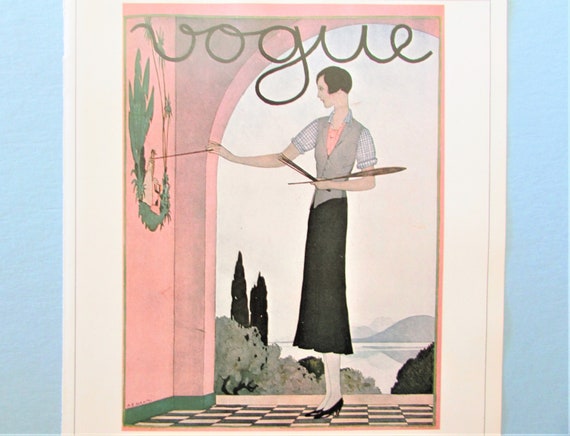 Vogue Magazine Cover Art Print/ Flapper Woman Painting by - Etsy